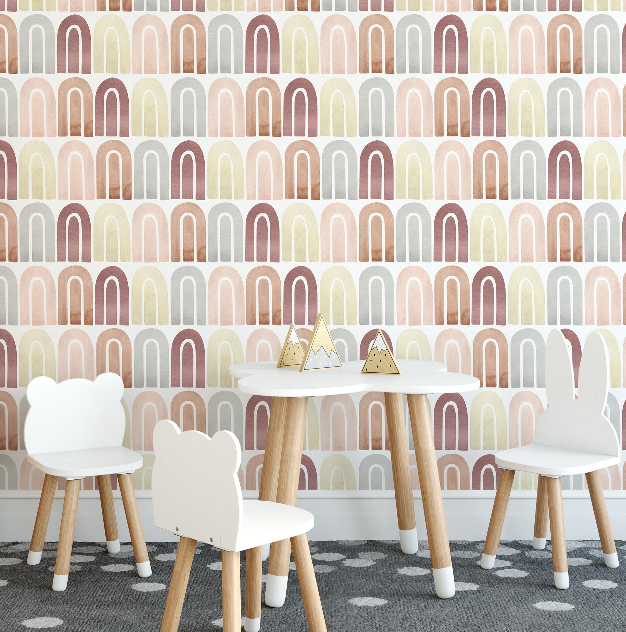 Nursery wallpaper pastel watercolor arched shaped wall decor Peel and ...